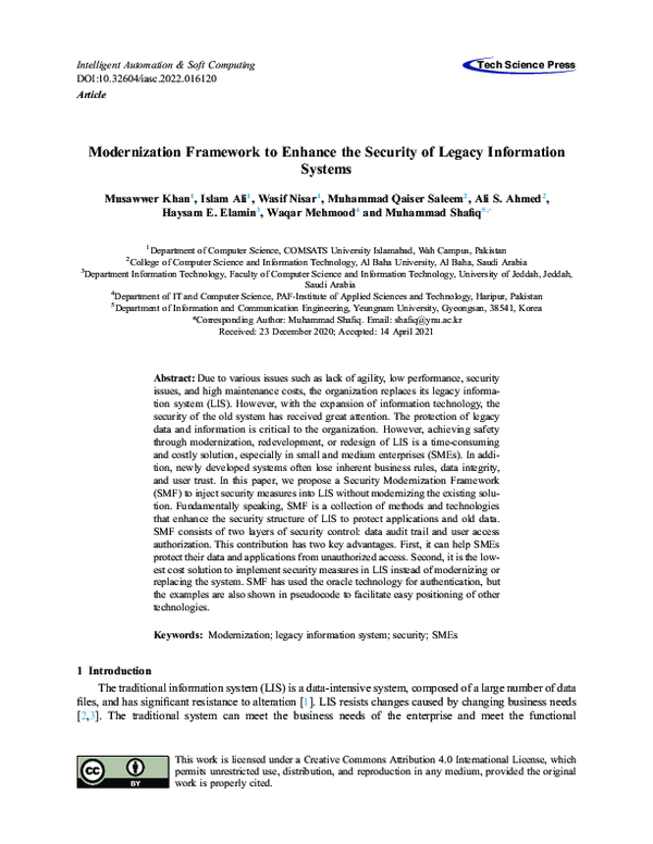 (PDF) Modernization Framework to Enhance the Security of Legacy ...