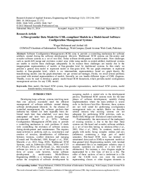 (PDF) A Fine-granular Data Model for UML-compliant Models in a Model-based Software ...