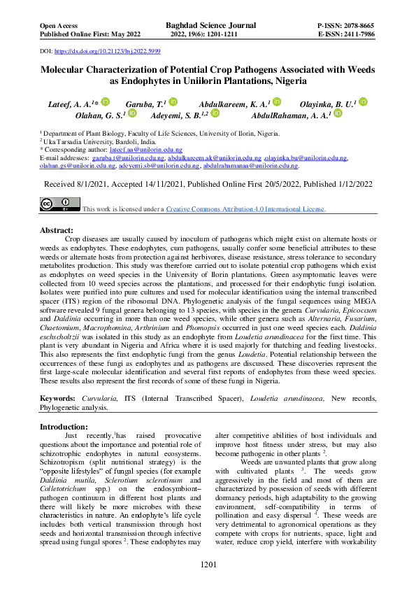 (PDF) Molecular Characterization of Potential Crop Pathogens Associated ...