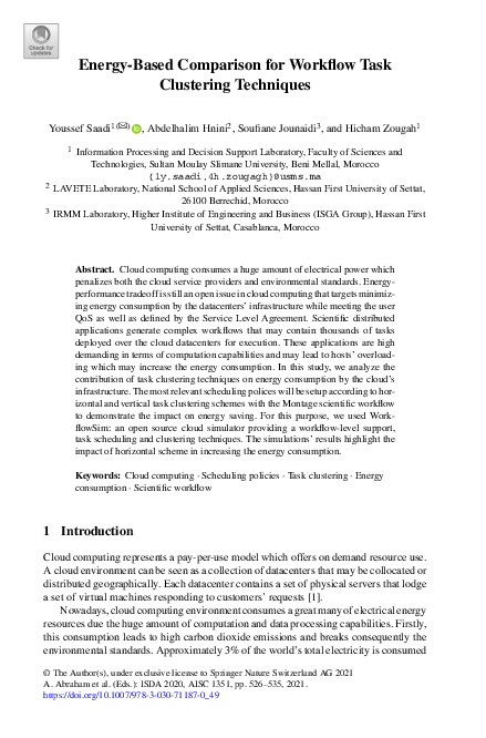 (PDF) Energy-Based Comparison for Workflow Task Clustering Techniques