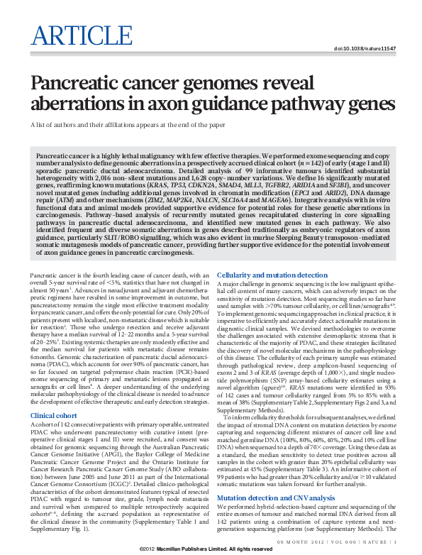 (PDF) Pancreatic cancer genomes reveal aberrations in axon guidance ...