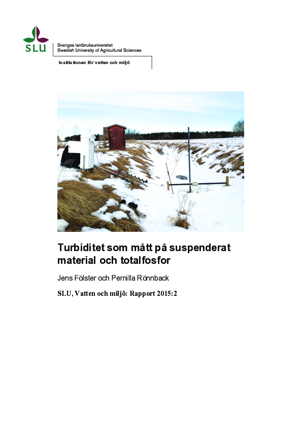 (PDF) Turbiditet som mått på suspenderat material och totalfosfor
