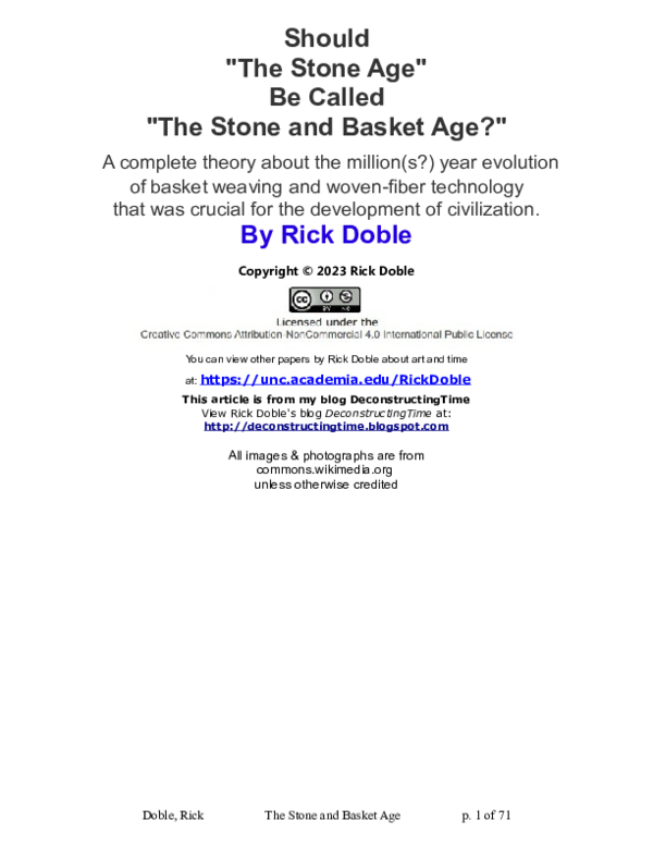 (PDF) Should "The Stone Age" Be Called "The Stone and Basket Age?"