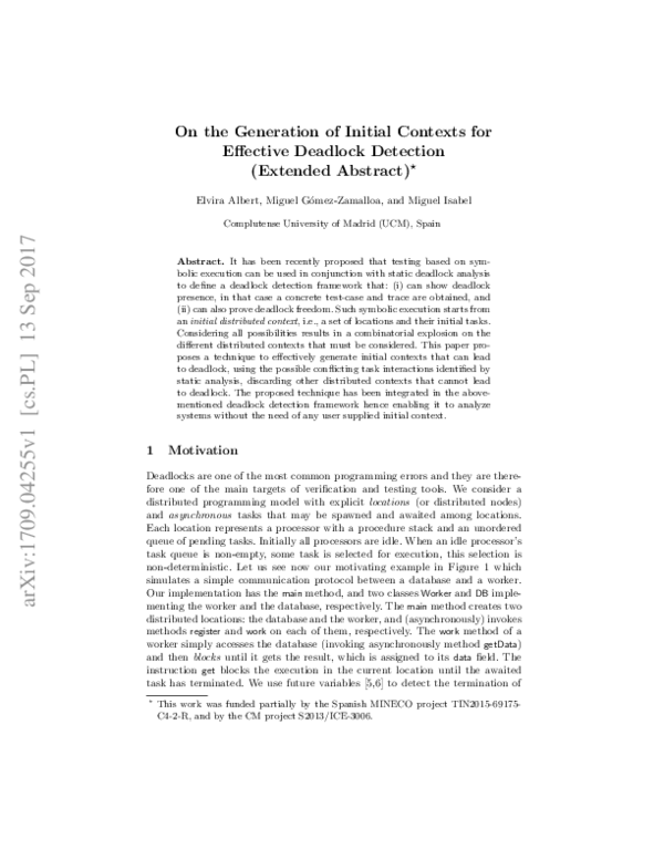 (PDF) Generation of Initial Contexts for Effective Deadlock Detection