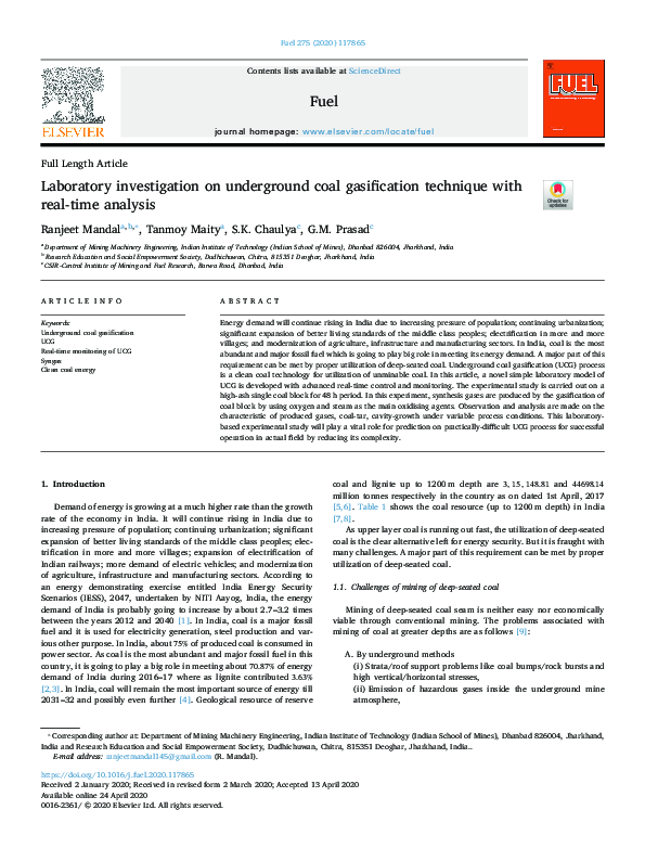 (PDF) Laboratory investigation on underground coal gasification ...