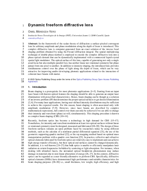 (PDF) Dynamic freeform diffractive lens