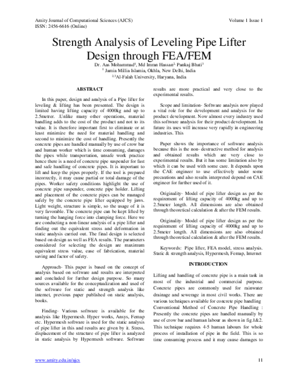 (PDF) Strength Analysis of Leveling Pipe Lifter Design through FEA/FEM ...