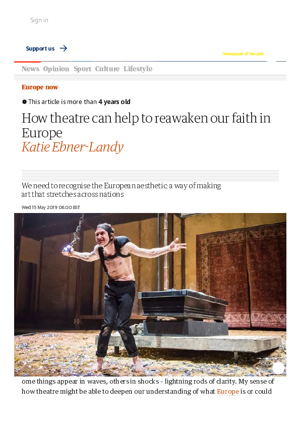 (PDF) How theatre can help to reawaken our faith in Europe, 15 May 2019 ...
