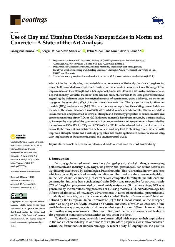 (PDF) Use of Clay and Titanium Dioxide Nanoparticles in Mortar and ...