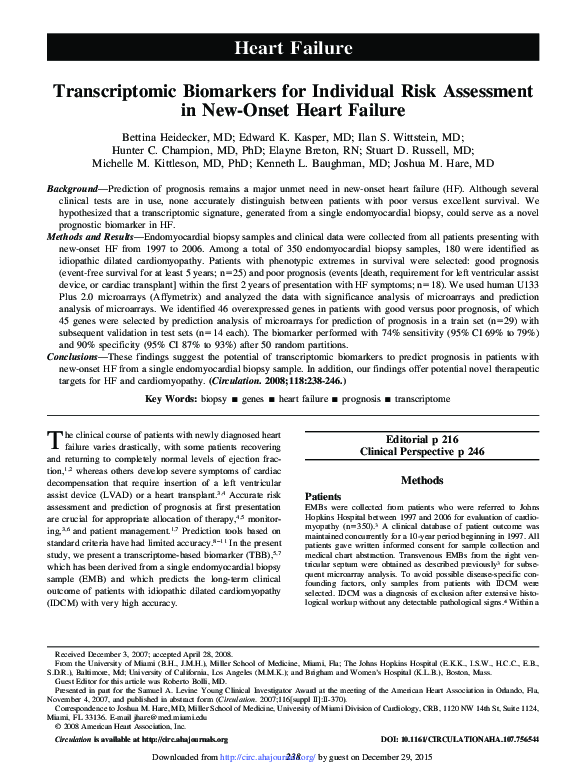 (PDF) Transcriptomic Biomarkers for Individual Risk Assessment in New-Onset Heart Failure