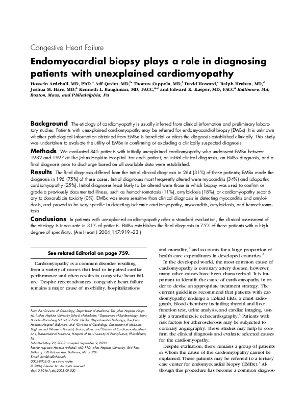 (PDF) Endomyocardial biopsy plays a role in diagnosing patients with ...