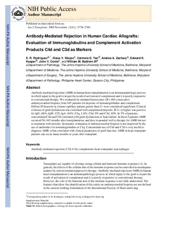 (PDF) Antibody‐Mediated Rejection in Human Cardiac Allografts ...