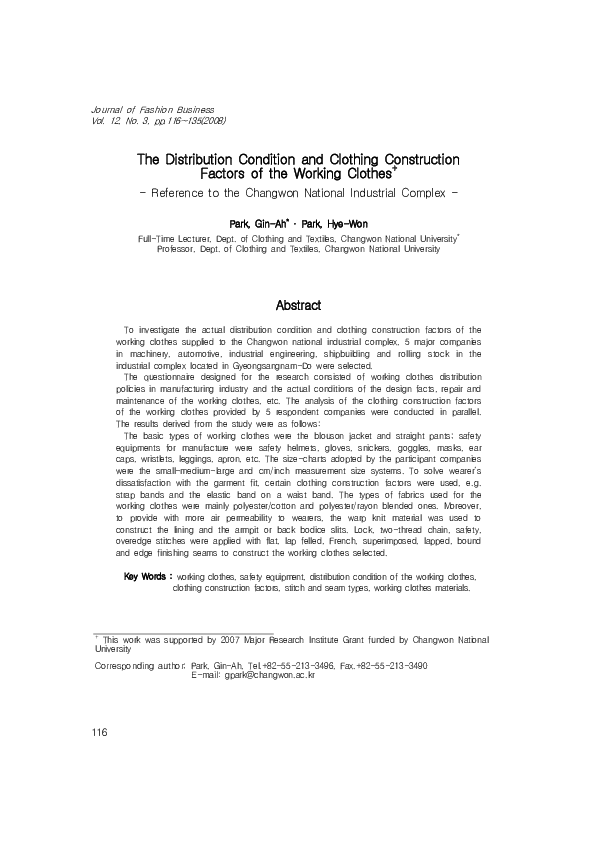 (PDF) The Distribution Condition and Clothing Construction Factors of ...