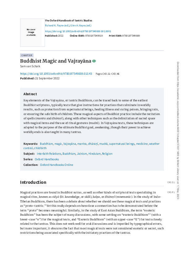 (PDF) Buddhist Magic and Vajrayana