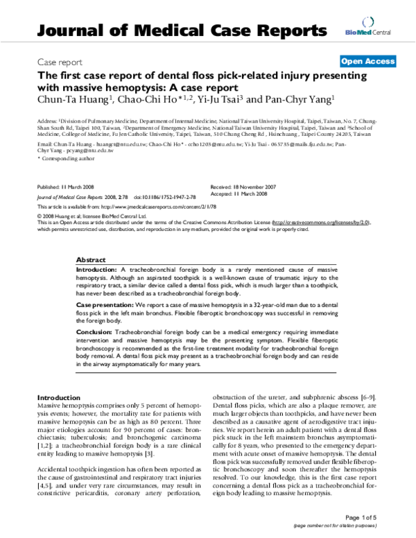 (PDF) The first case report of dental floss pick-related injury ...