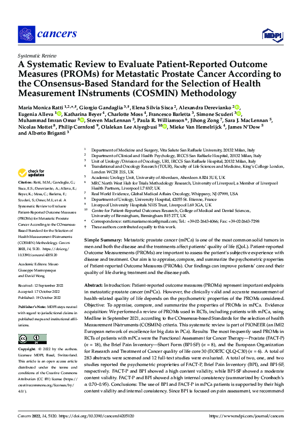 (PDF) A Systematic Review to Evaluate Patient-Reported Outcome Measures ...