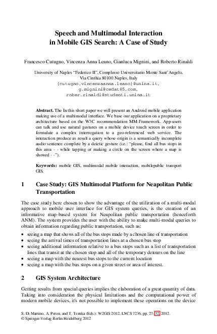 (PDF) Speech and Multimodal Interaction in Mobile GIS Search: A Case of Study