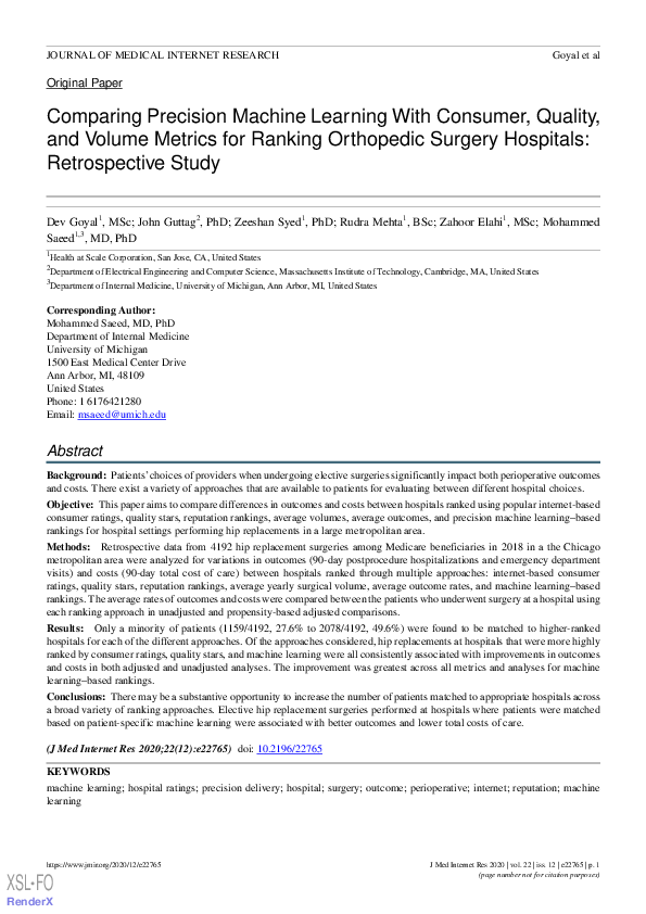 (PDF) Comparing Precision Machine Learning With Consumer, Quality, and ...
