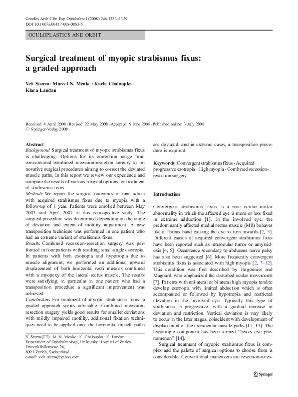 (PDF) Surgical treatment of myopic strabismus fixus: a graded approach