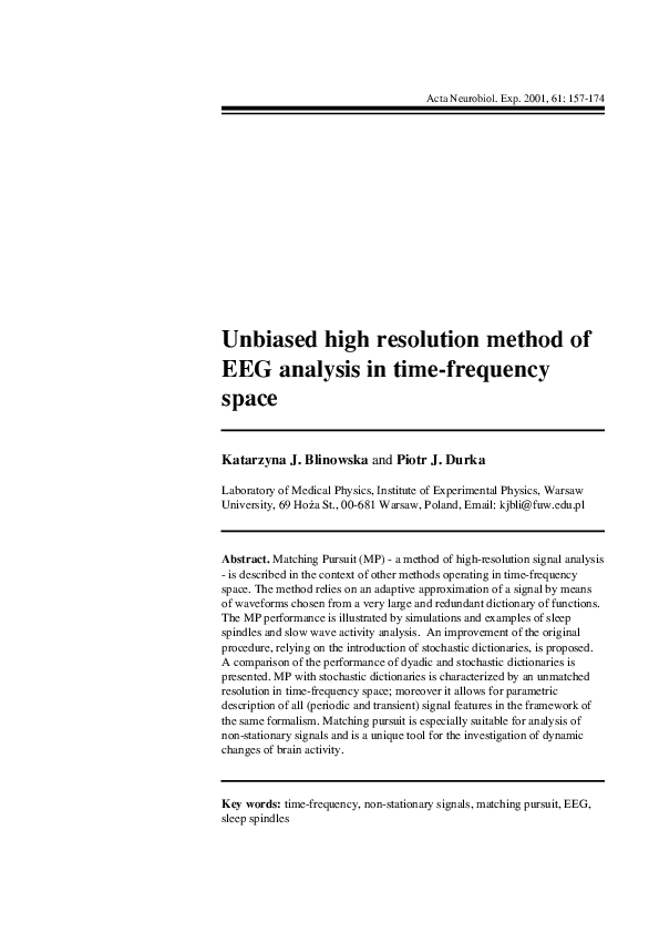 (PDF) Unbiased high resolution method of EEG analysis in time-frequency ...