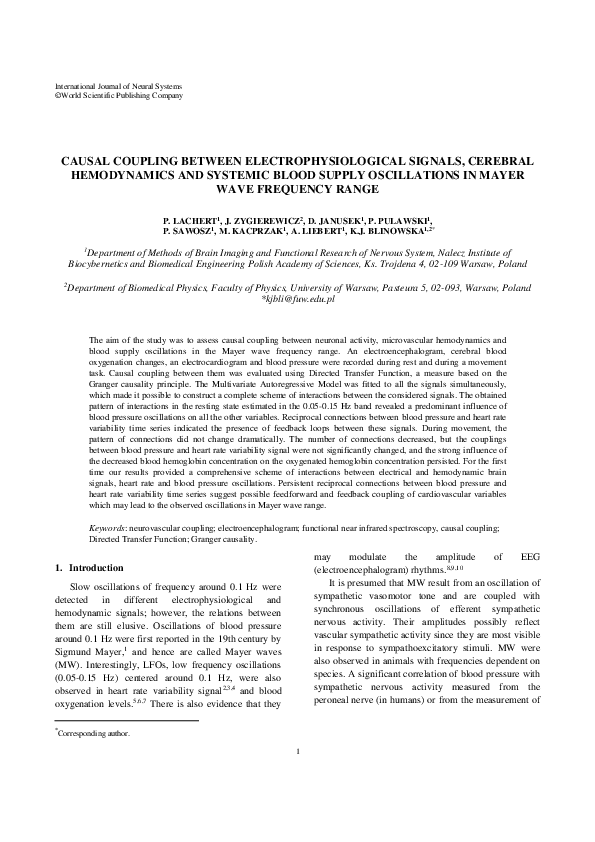 (PDF) Causal Coupling Between Electrophysiological Signals, Cerebral ...