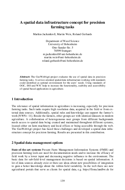 (PDF) A spatial data infrastructure concept for precision farming tasks