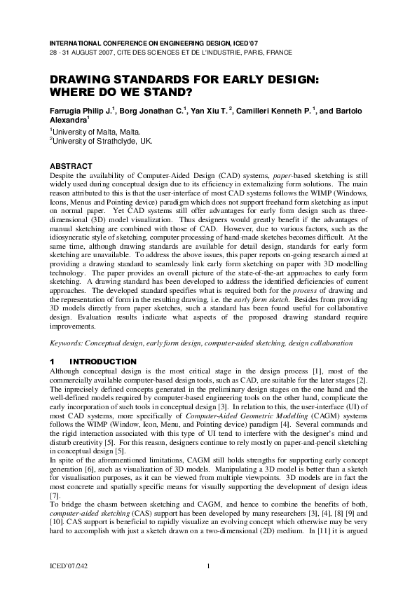 (PDF) Drawing Standards for Early Design: Where Do We Stand?
