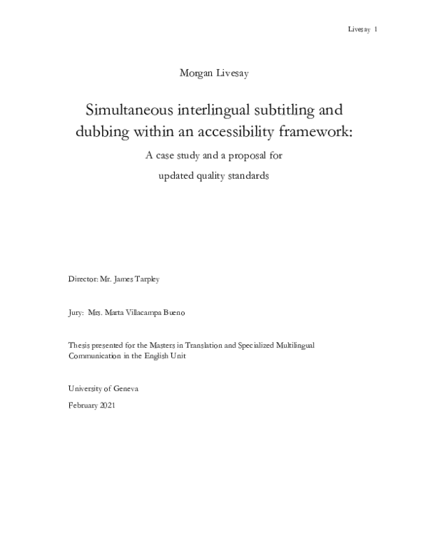 (PDF) Simultaneous interlingual subtitling and dubbing within an ...