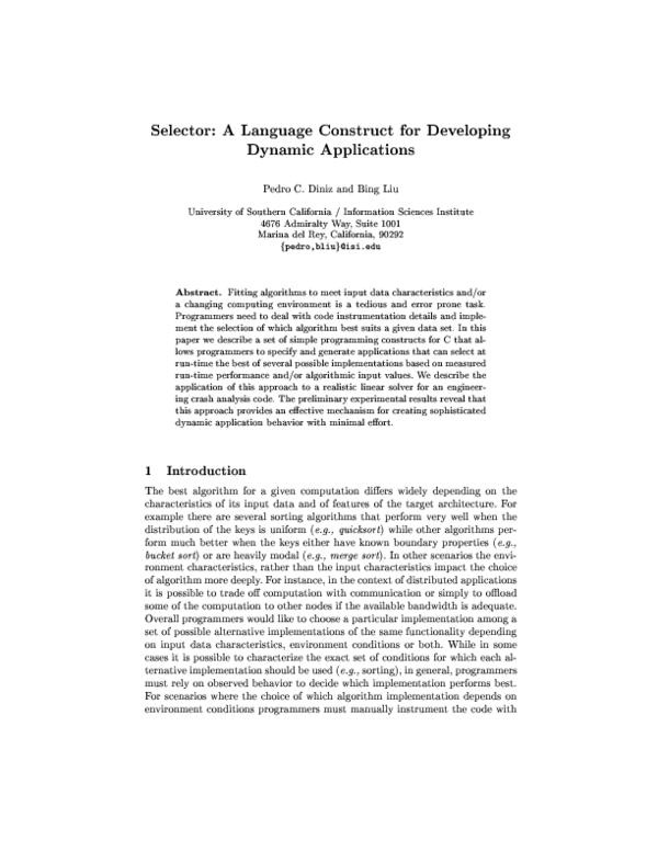 Pdf Selector A Language Construct For Developing Dynamic Applications