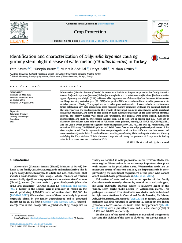 (PDF) Identification and characterization of Didymella bryoniae causing ...