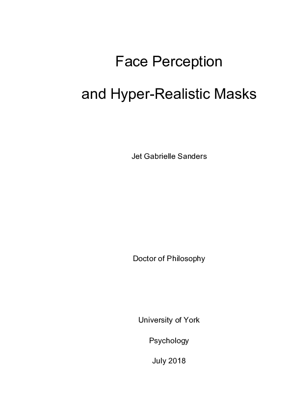 (PDF) Face perception and hyper-realistic masks | Jet Sanders ...