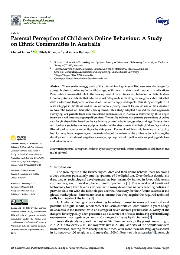 (PDF) Parental Perception of Children’s Online Behaviour: A Study on ...