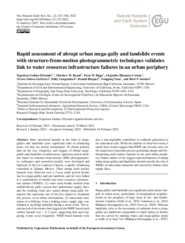 (PDF) Rapid assessment of abrupt urban mega-gully and landslide events ...