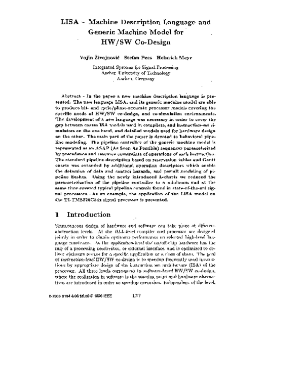 (PDF) LISA-machine description language and generic machine model for ...