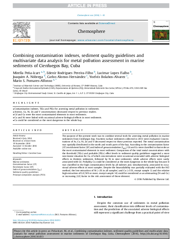 (PDF) Combining contamination indexes, sediment quality guidelines and ...