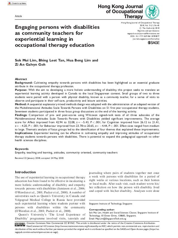 (PDF) Engaging persons with disabilities as community teachers for ...