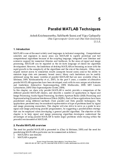 (PDF) Parallel MATALAB Techniques | Ashok Krishnamurthy - Academia.edu