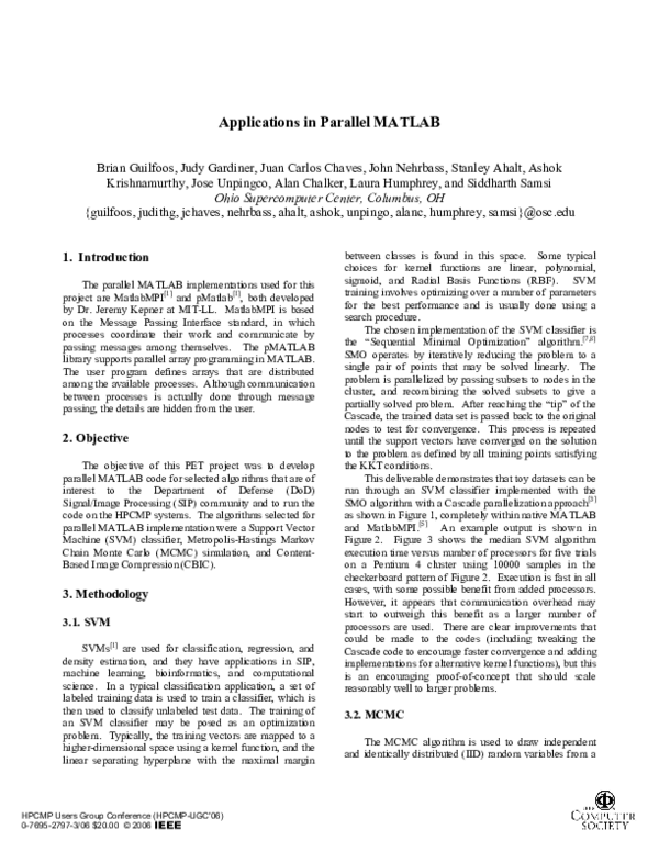 (PDF) Applications in Parallel MATLAB