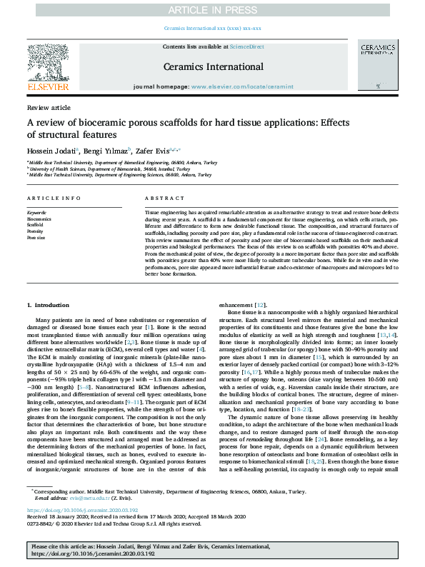 (PDF) A review of bioceramic porous scaffolds for hard tissue ...