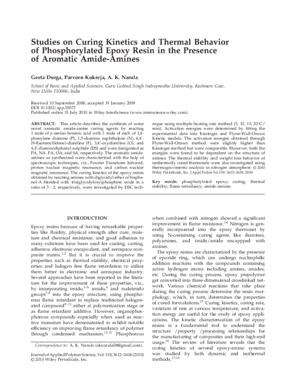 (PDF) Studies on curing kinetics and thermal behavior of phosphorylated ...