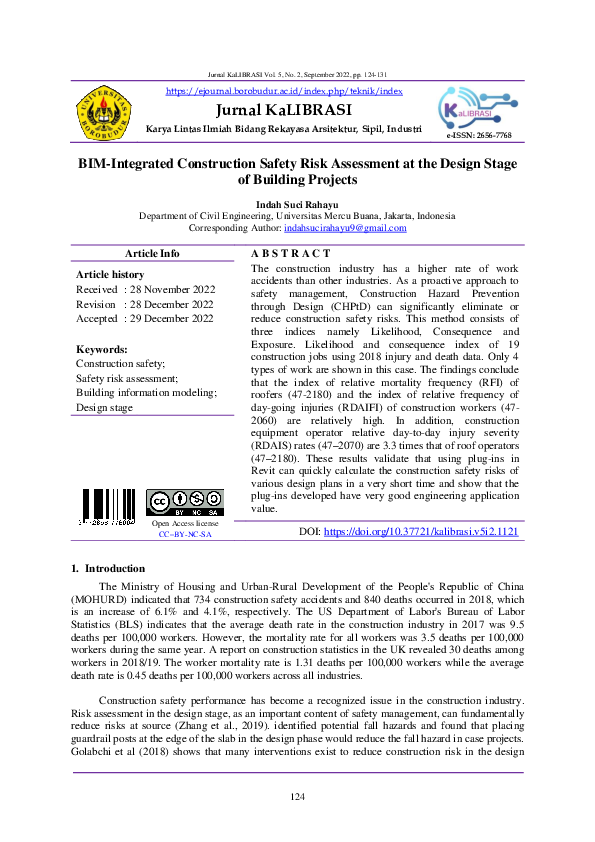 (PDF) BIM-Integrated Construction Safety Risk Assessment at the Design ...