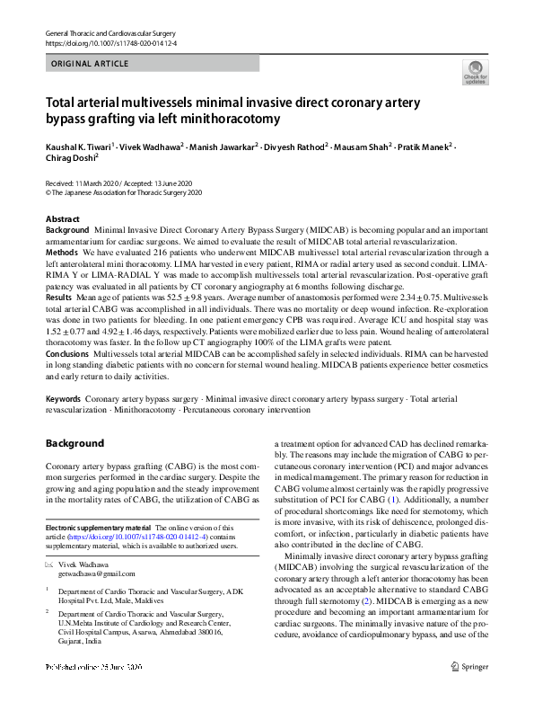 (PDF) Total arterial multivessels minimal invasive direct coronary ...