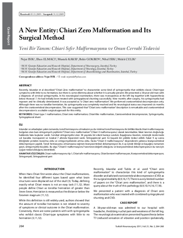 (PDF) A new entity: chiari zero malformation, and its surgical method