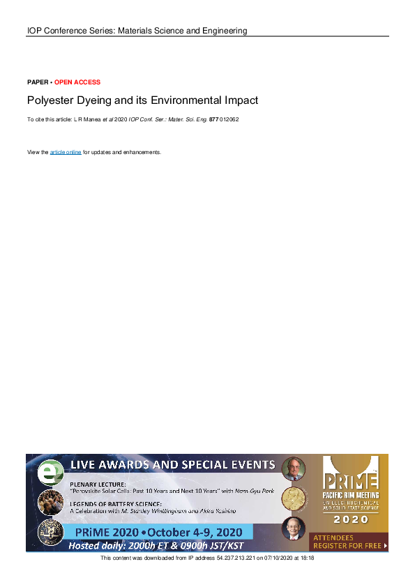 (PDF) Polyester Dyeing and its Environmental Impact