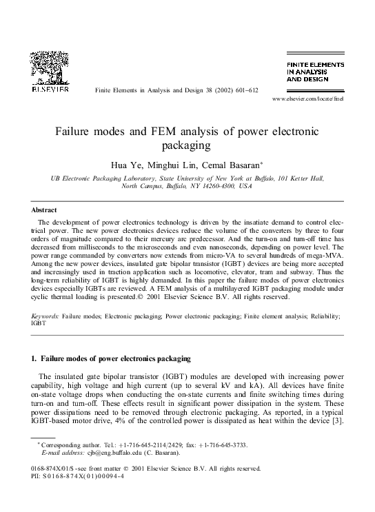 (PDF) Failure modes and FEM analysis of power electronic packaging