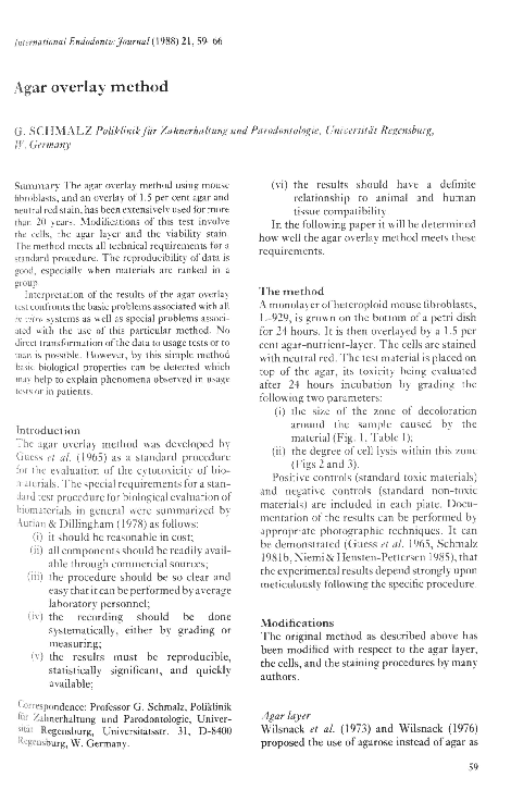 (PDF) Agar overlay method