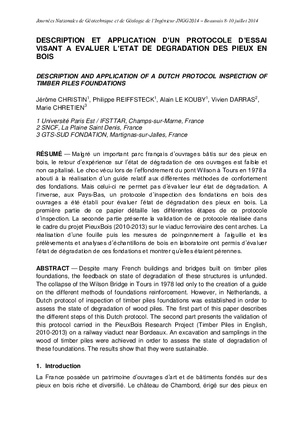 (PDF) Description et application d'un protocole d'essai visant à évaluer l'état de dégradation ...