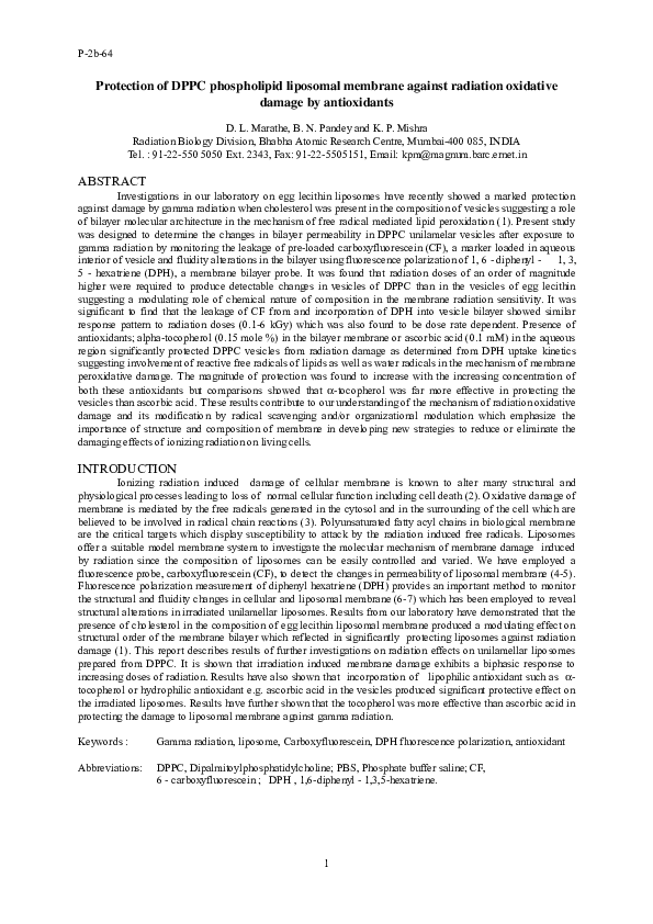 (PDF) Protection of DPPC phospholipid liposomal membrane against ...