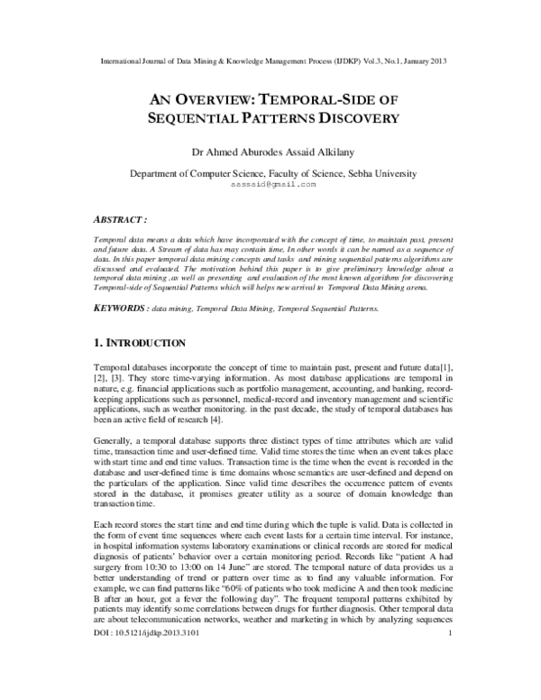 (PDF) An Overview : Temporal - Side of Sequential Patterns Discovery