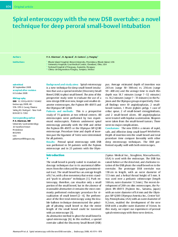 (PDF) Spiral enteroscopy with the new DSB overtube: a novel technique ...